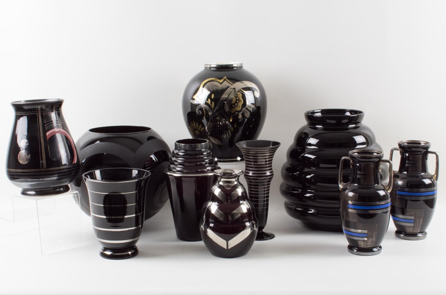 Modernist Black Opaline Glass Vase, circa 1950 For Sale at 1stDibs