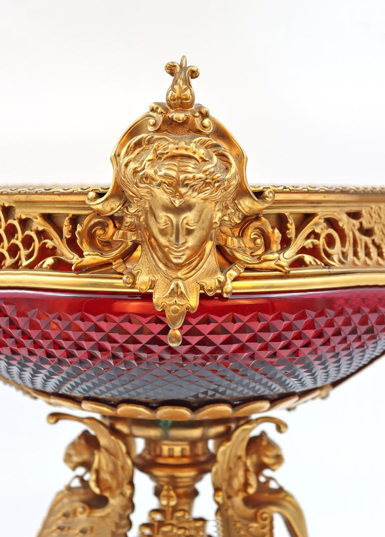 Important Bohemian Сrystal and Gilt Bronze Cup For Sale at 1stDibs