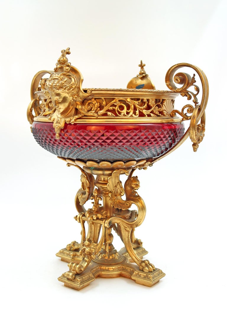 Important Bohemian Сrystal and Gilt Bronze Cup For Sale at 1stDibs