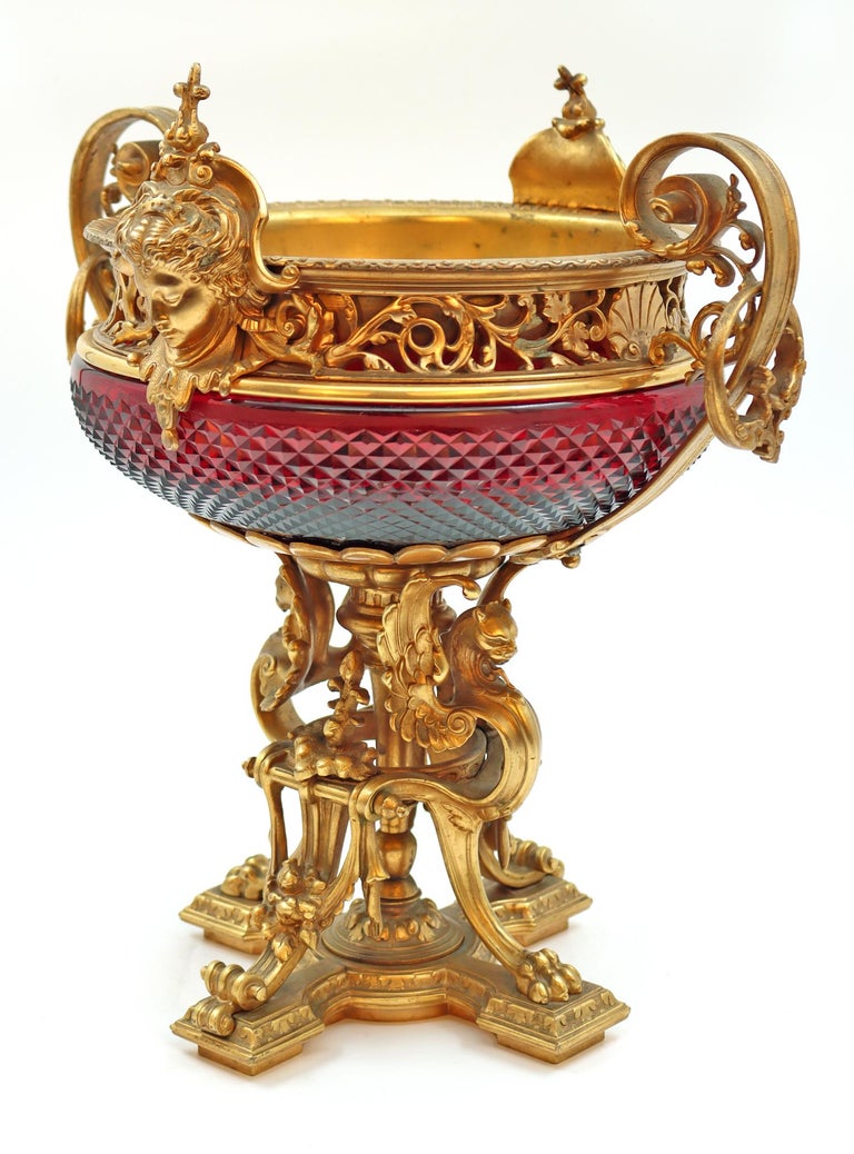 Important Bohemian Сrystal and Gilt Bronze Cup For Sale at 1stDibs
