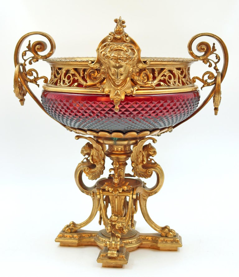 Important Bohemian Сrystal and Gilt Bronze Cup For Sale at 1stDibs