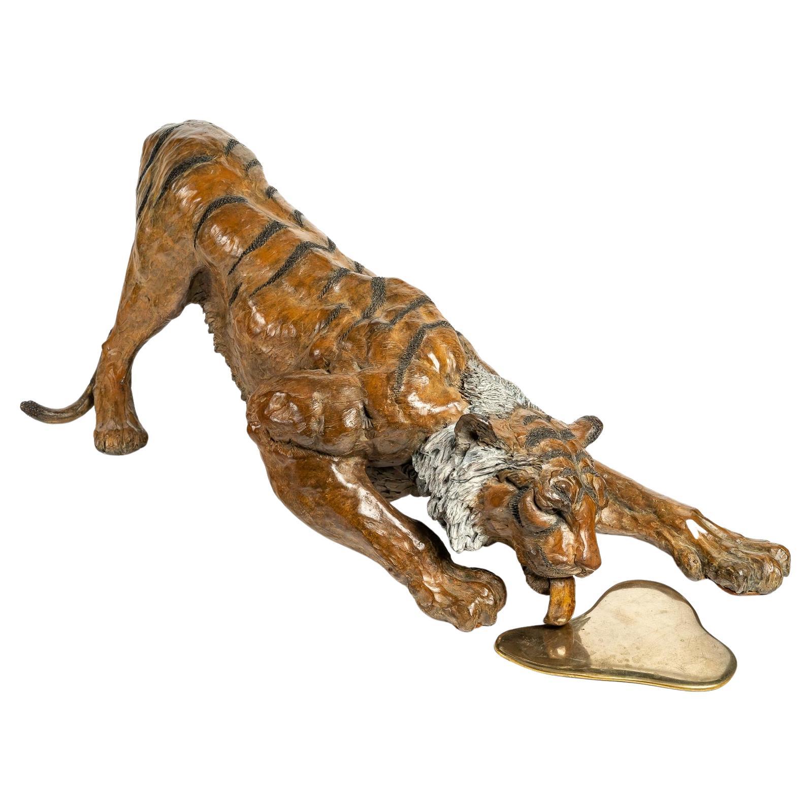 Important Bronze Sculpture "The Thirst of the Tiger" by Jean Vassil For ...