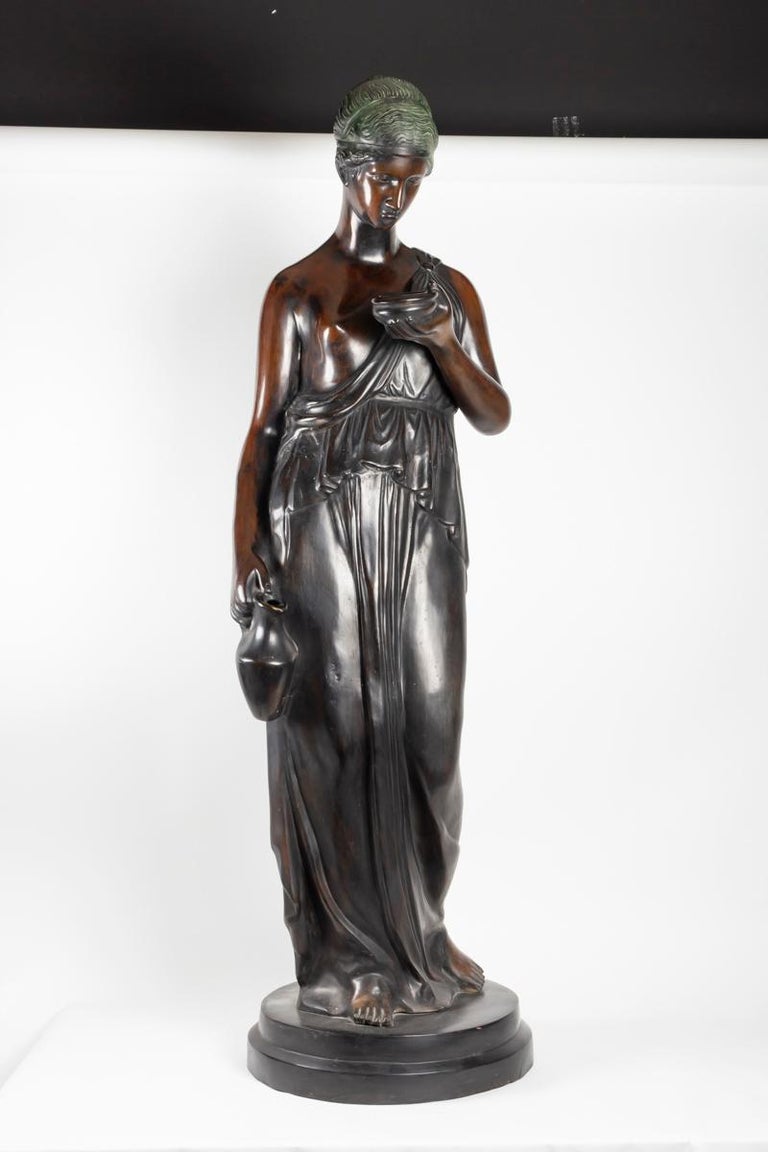 Important Bronze Sculpture, Woman Cutting, Bronze Patina, 20th Century ...