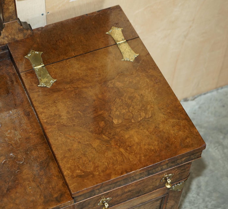Important Burr and Burl Gothic Antique Dressing Table with Polished ...