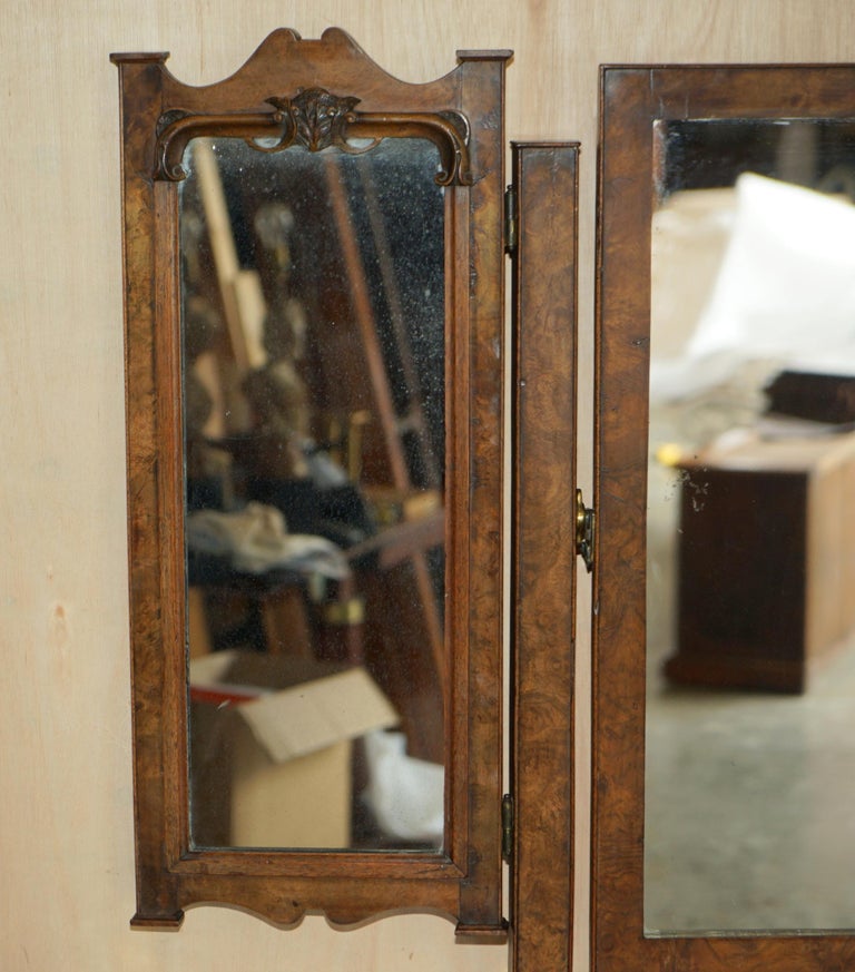Important Burr and Burl Gothic Antique Dressing Table with Polished ...