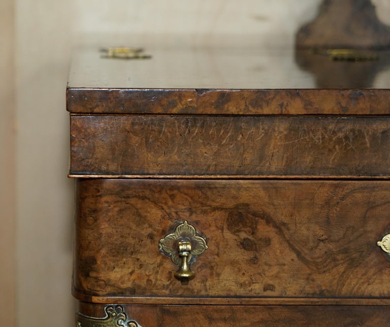 Important Burr and Burl Gothic Antique Dressing Table with Polished ...
