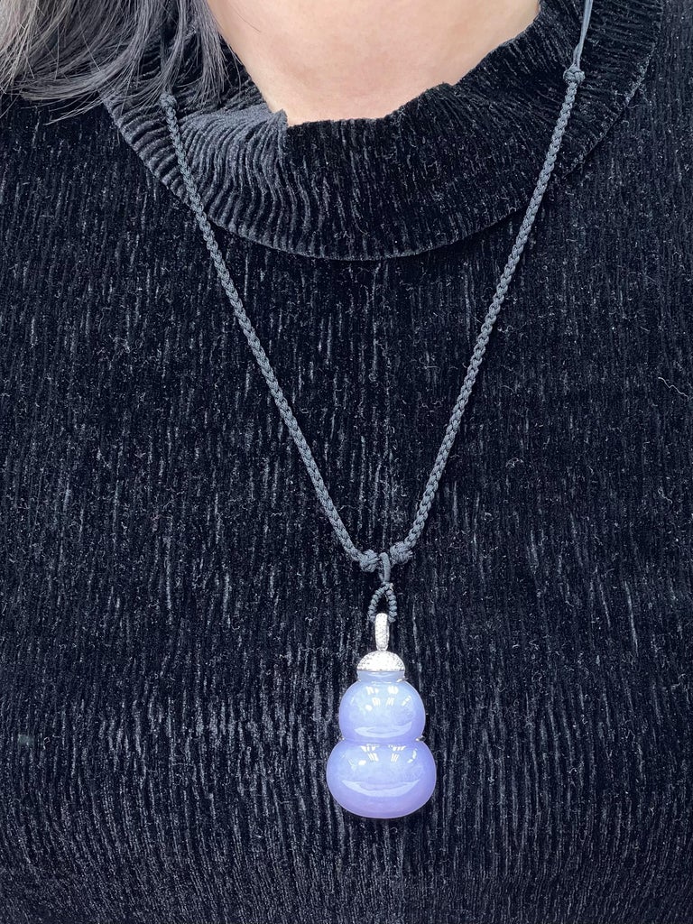 Important Certified Lavender Jadeite Jade Gourd Diamond Pendant ...
