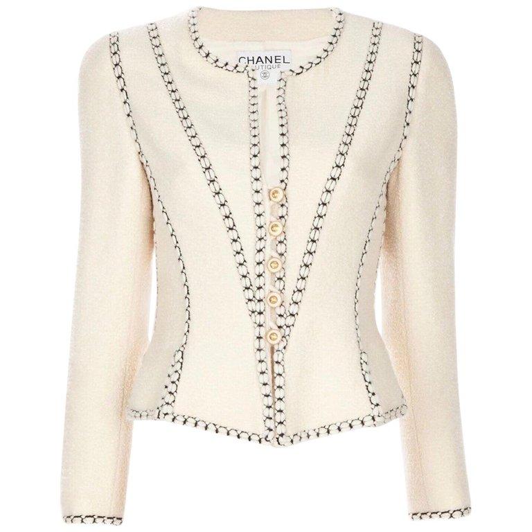 Important Chanel Ivory CC Logo Signature Jacket Blazer at 1stDibs ...