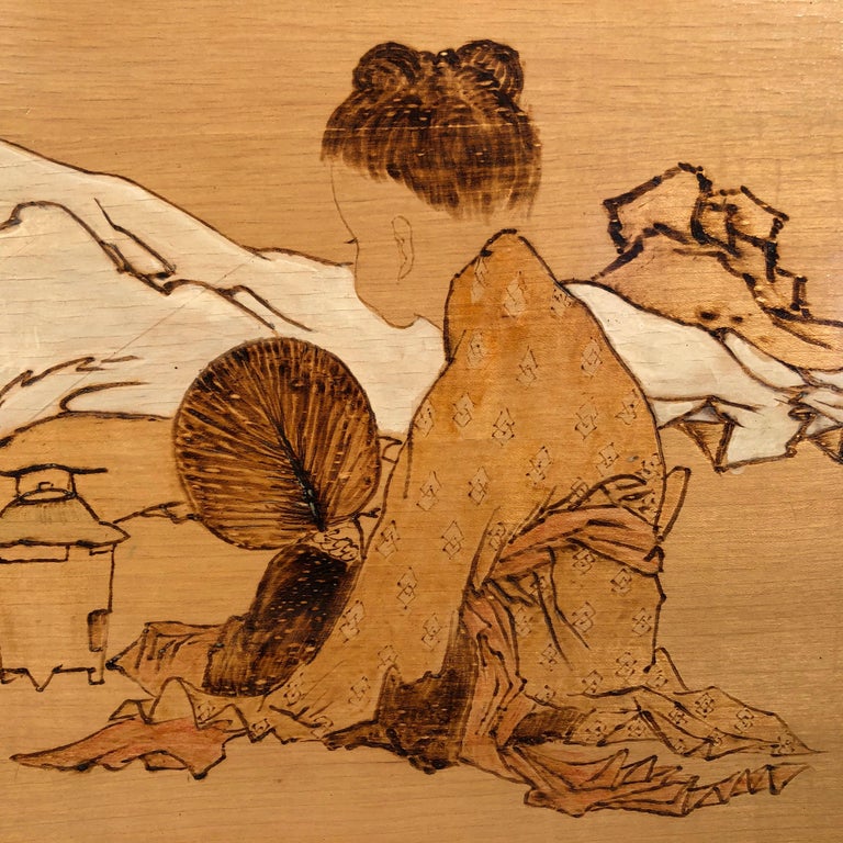 Important Chinese Pyrography Painting of “LUK YU” Famous Tang Dynasty ...