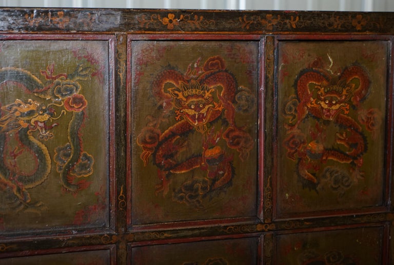 Important Chinese Tibetan Dragon Hand Painted and Lacquered Cupboard ...