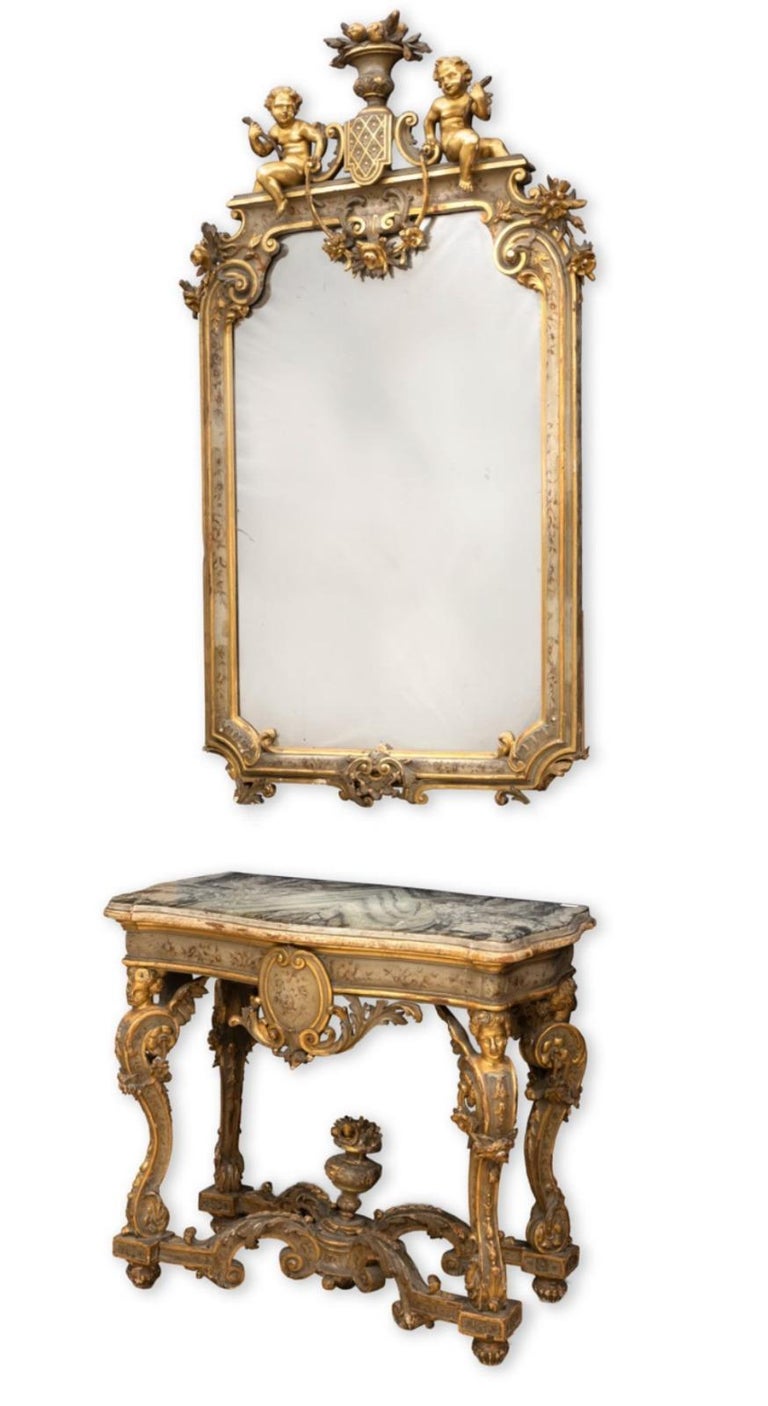 Important Console and Mirror, Rome, 18th Century For Sale at 1stDibs
