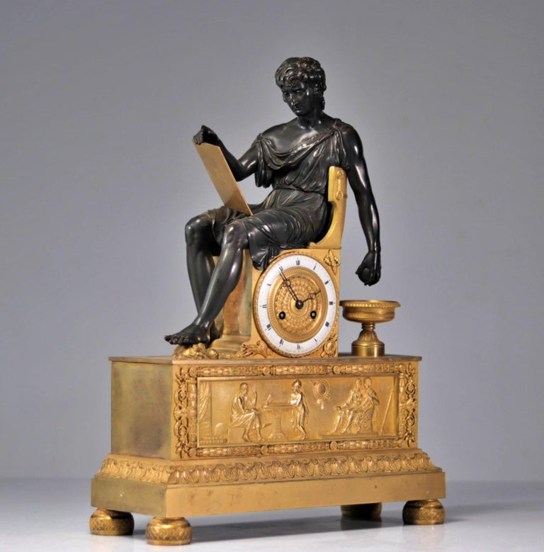 Important Empire Clock in Bronze with Two Patinas Alexander the Great ...