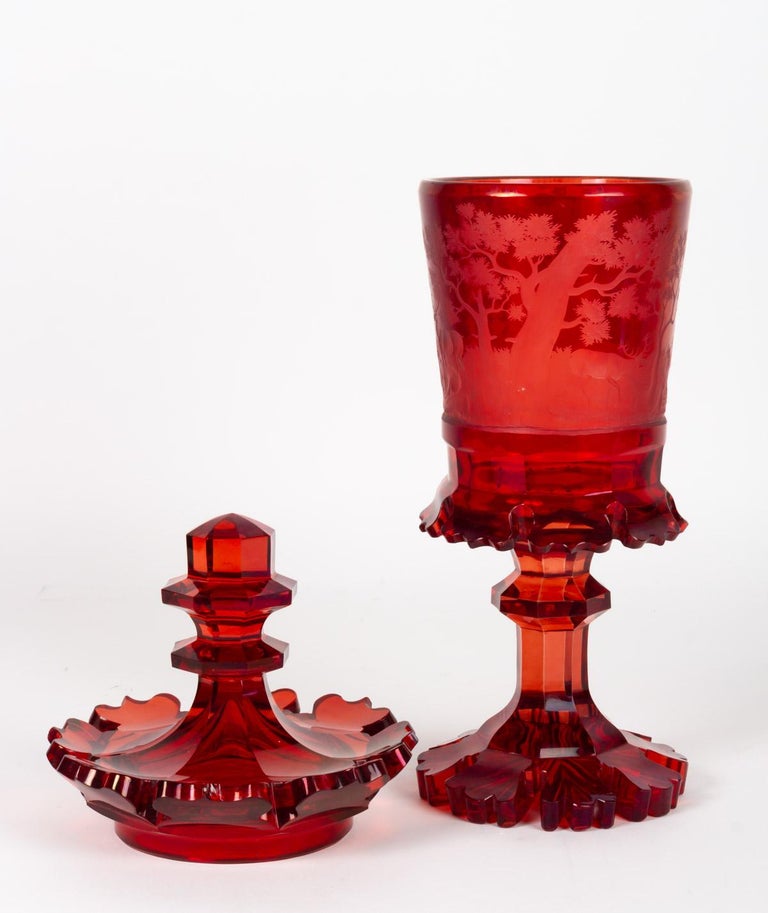 Important Engraved Bohemian Crystal Covered Cup, 19th Century, Napoleon ...