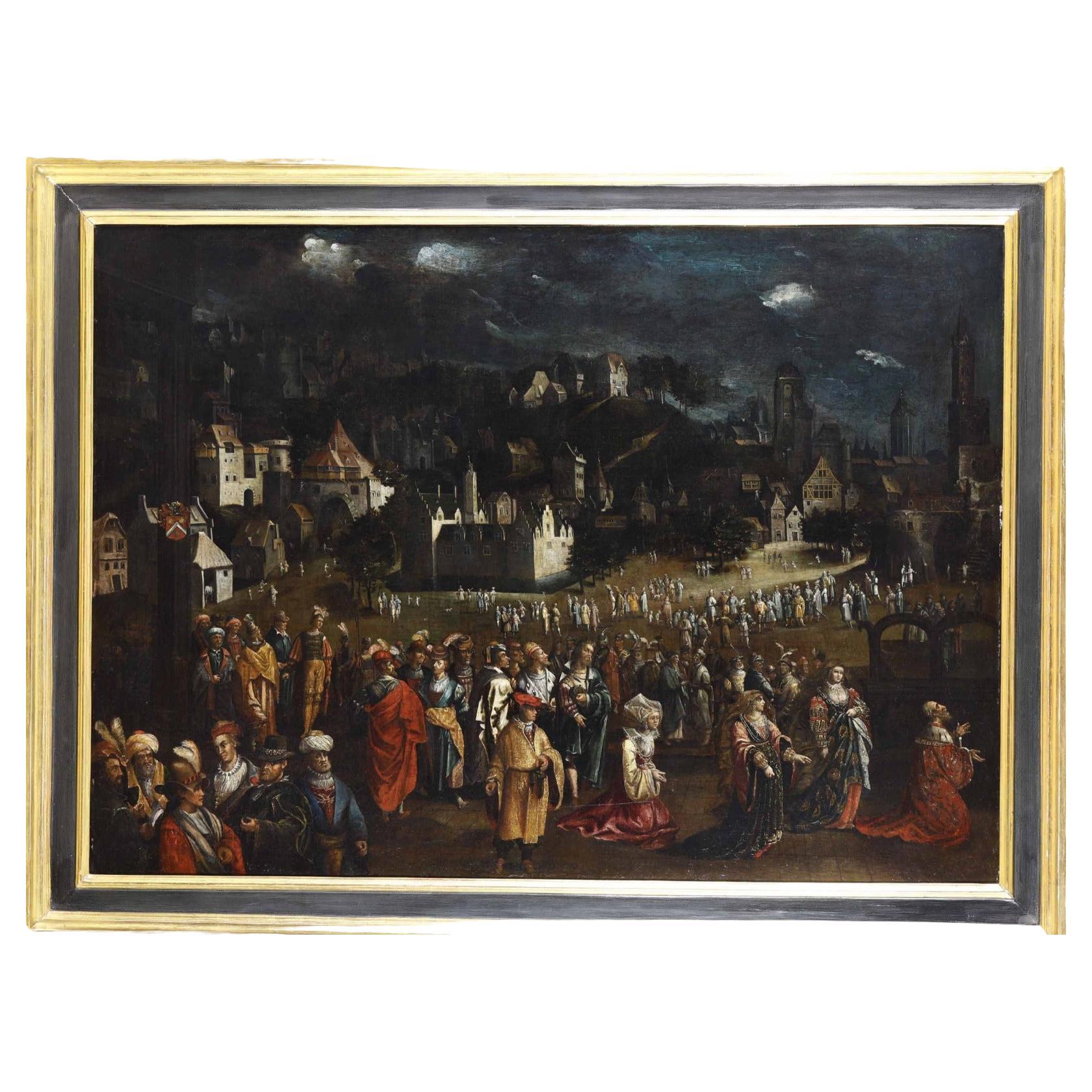 Dutch Flemish School Old Master Oil Painting Wedding Feast at Cana ...