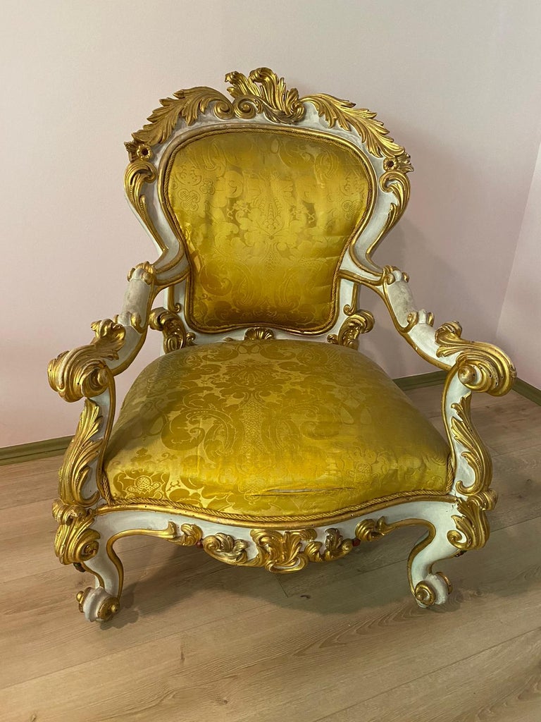 Important French Set Sofa, (2) Armchairs and a Table end 19th Century ...