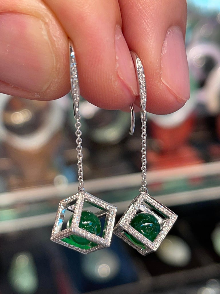 Important Imperial Jade Beads and Diamond Earrings, Collector's ...