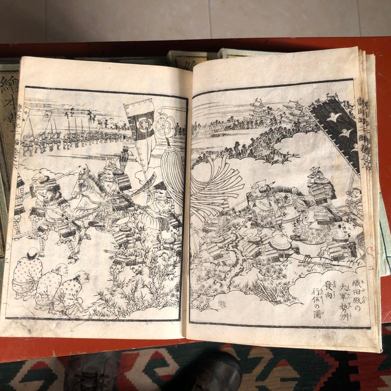Important Japan Samurai Antique Woodblock Complete Book Set, 162 Prints ...