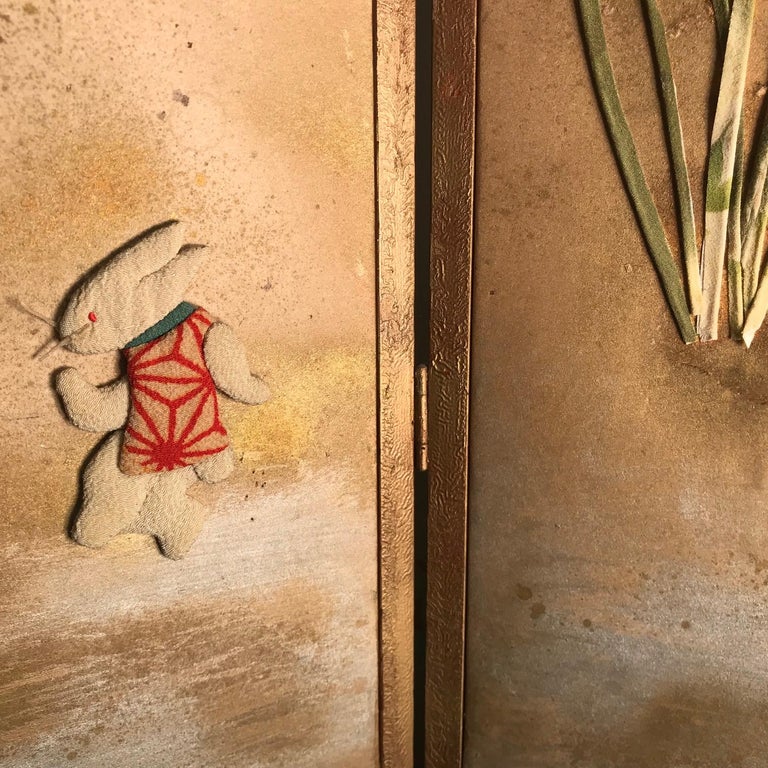 Important Japanese "Moon Rabbits" Two-Panel Screen Taisho Period, 1915 ...