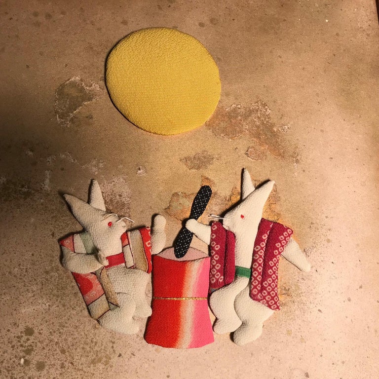 Important Japanese "Moon Rabbits" Two-Panel Screen Taisho Period, 1915 ...