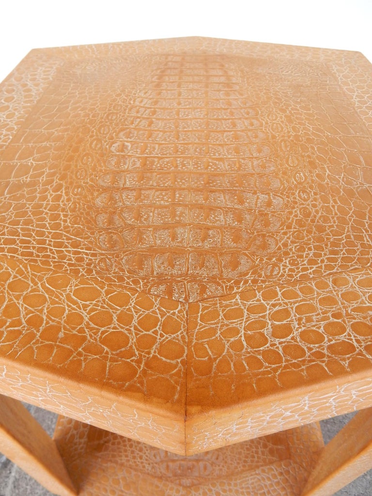 Important Karl Springer Design Leather Clad Side Tables For Sale at 1stDibs