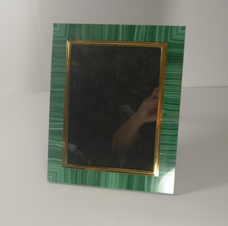Important Large Italian Malachite and 800 Silver Gilt Photograph Frame ...
