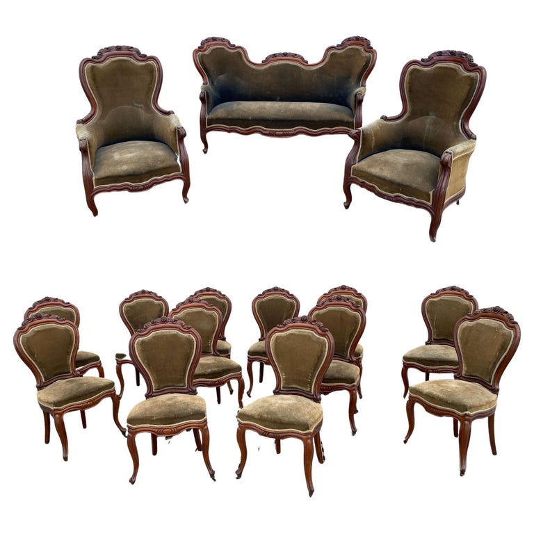 important Louis Philippe mahogany living room, 15 pieces, circa 1830 ...