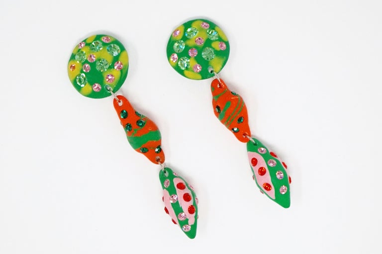 Important Maria Snyder Vintage Handmade Earrings with Rhinestones ...