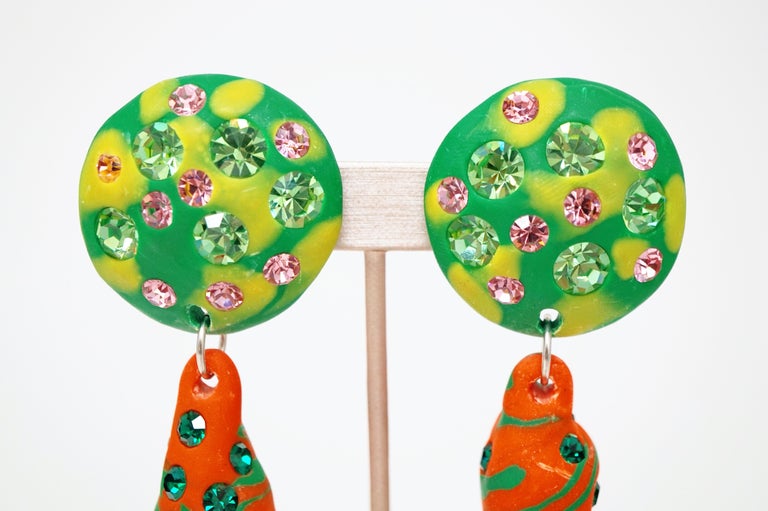 Important Maria Snyder Vintage Handmade Earrings with Rhinestones ...