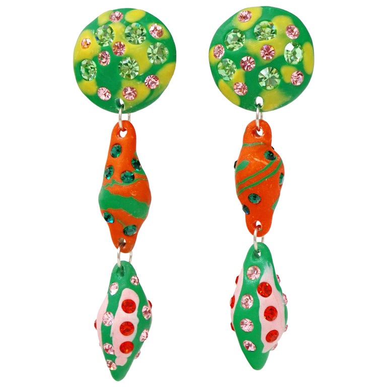 Important Maria Snyder Vintage Handmade Earrings with Rhinestones ...