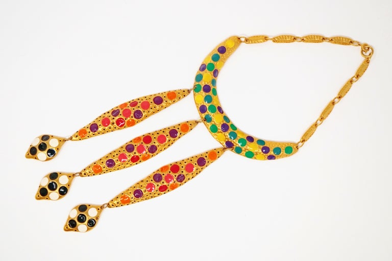 Important Maria Snyder Vintage Multicolored Gilded Statement Necklace ...