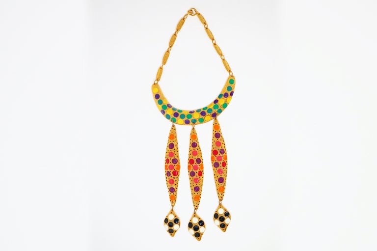 Important Maria Snyder Vintage Multicolored Gilded Statement Necklace ...
