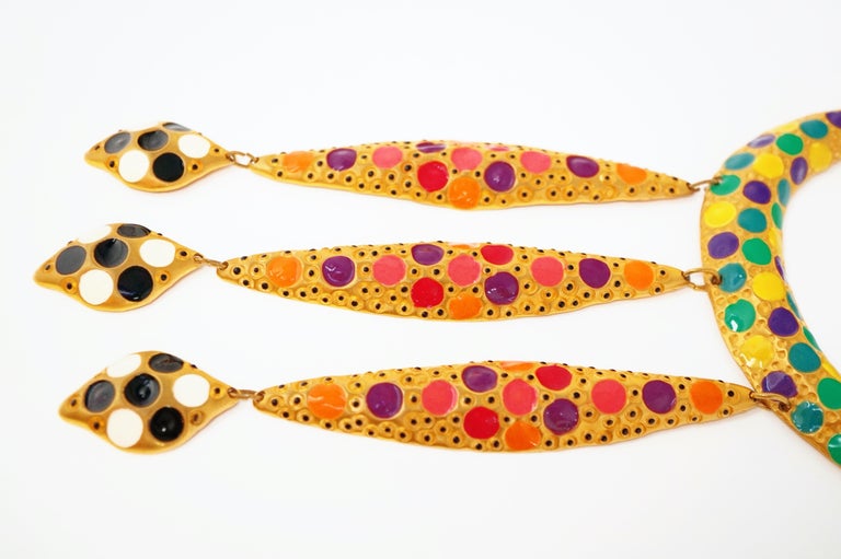Important Maria Snyder Vintage Multicolored Gilded Statement Necklace ...