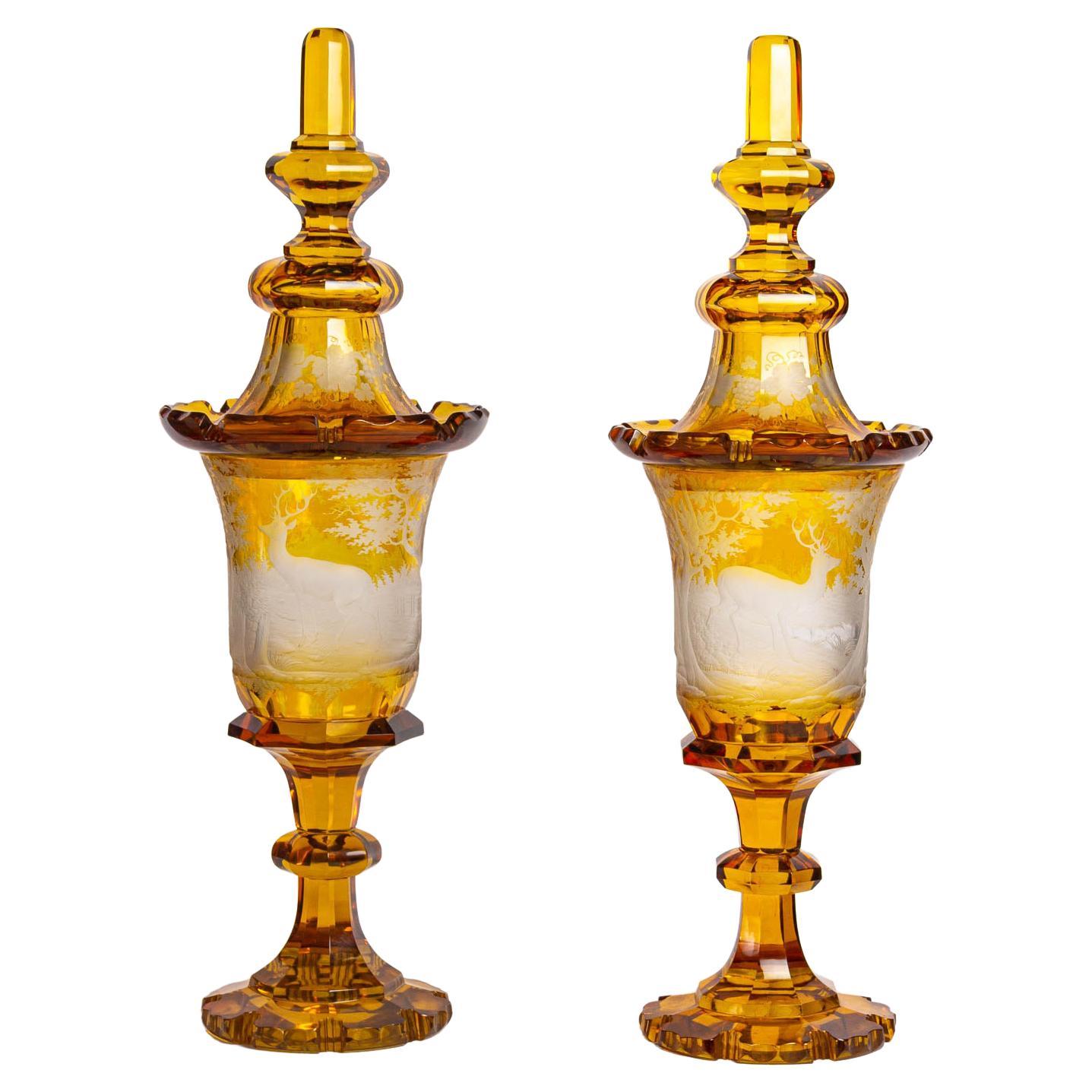 Important Engraved Bohemian Crystal Covered Cup, 19th Century, Napoleon ...