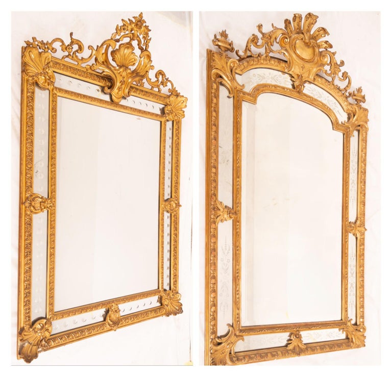 Important Pair of French Mirrors Late 18th Century Gilded Wood For Sale ...