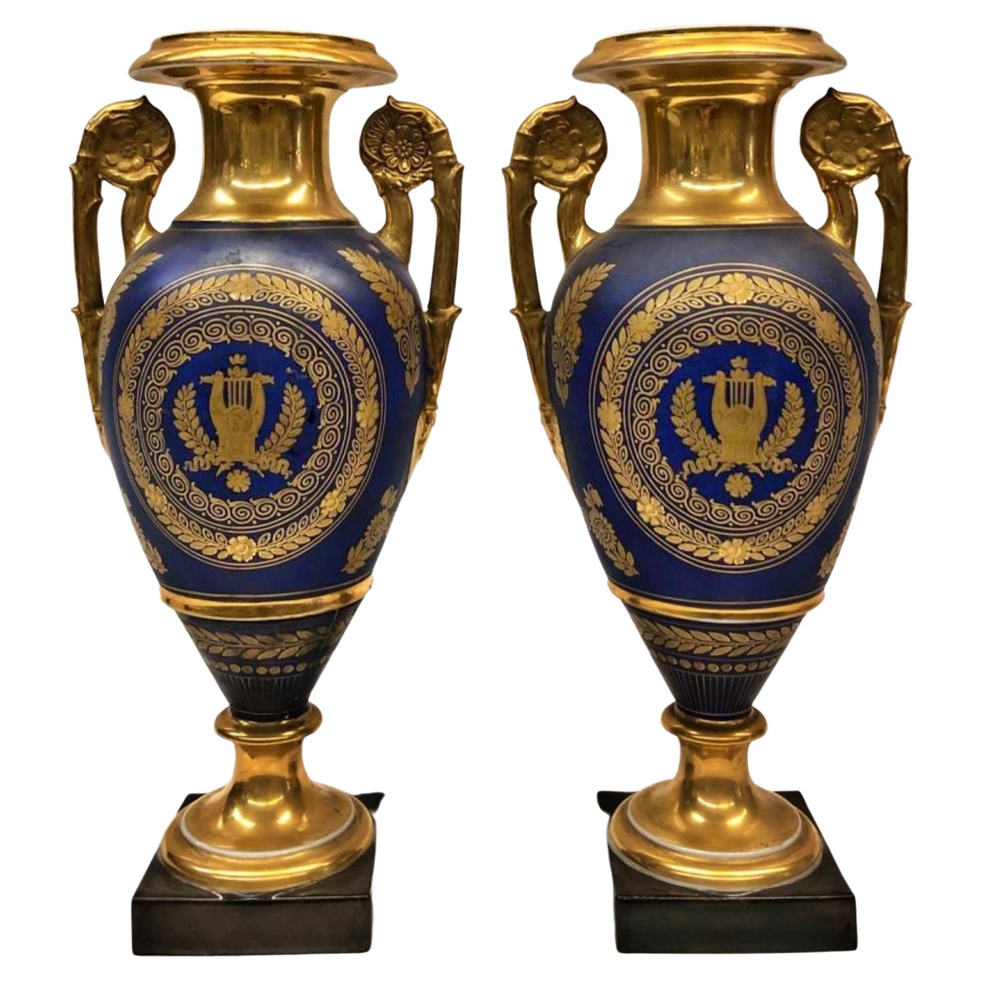 Important Pair of Vases Decorated with Gold France, Empire, Early 19th ...