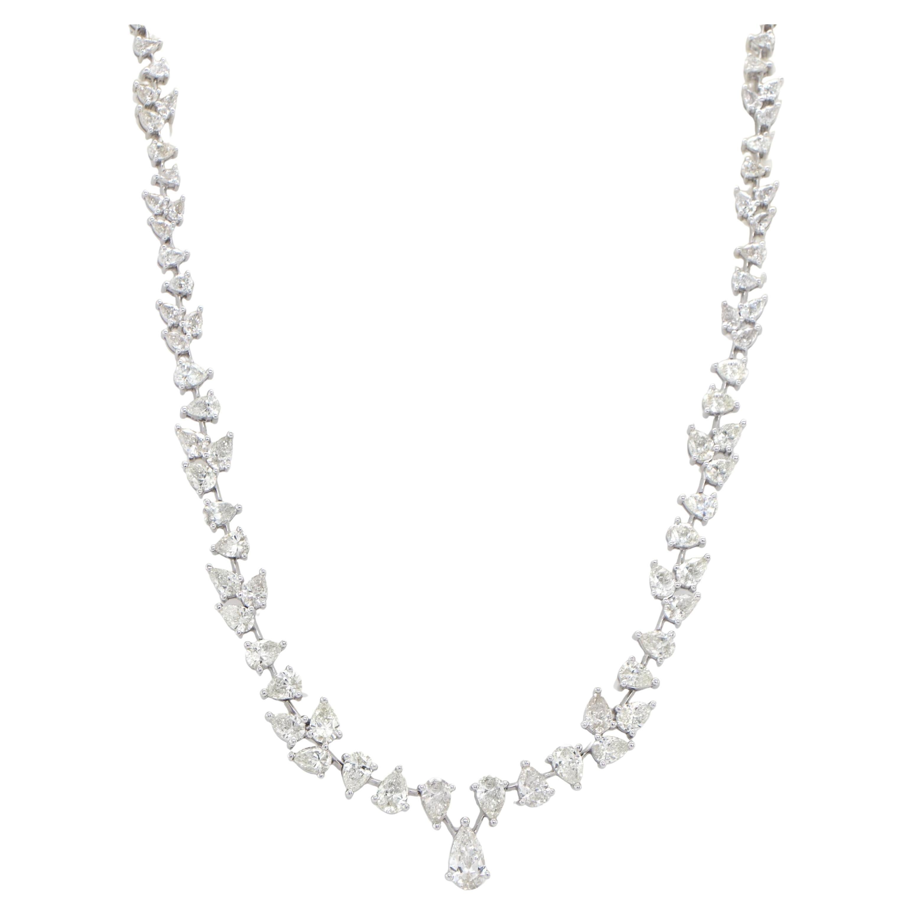 Important Diamond Drop Necklace 48 Carats 18K White Gold For Sale at ...