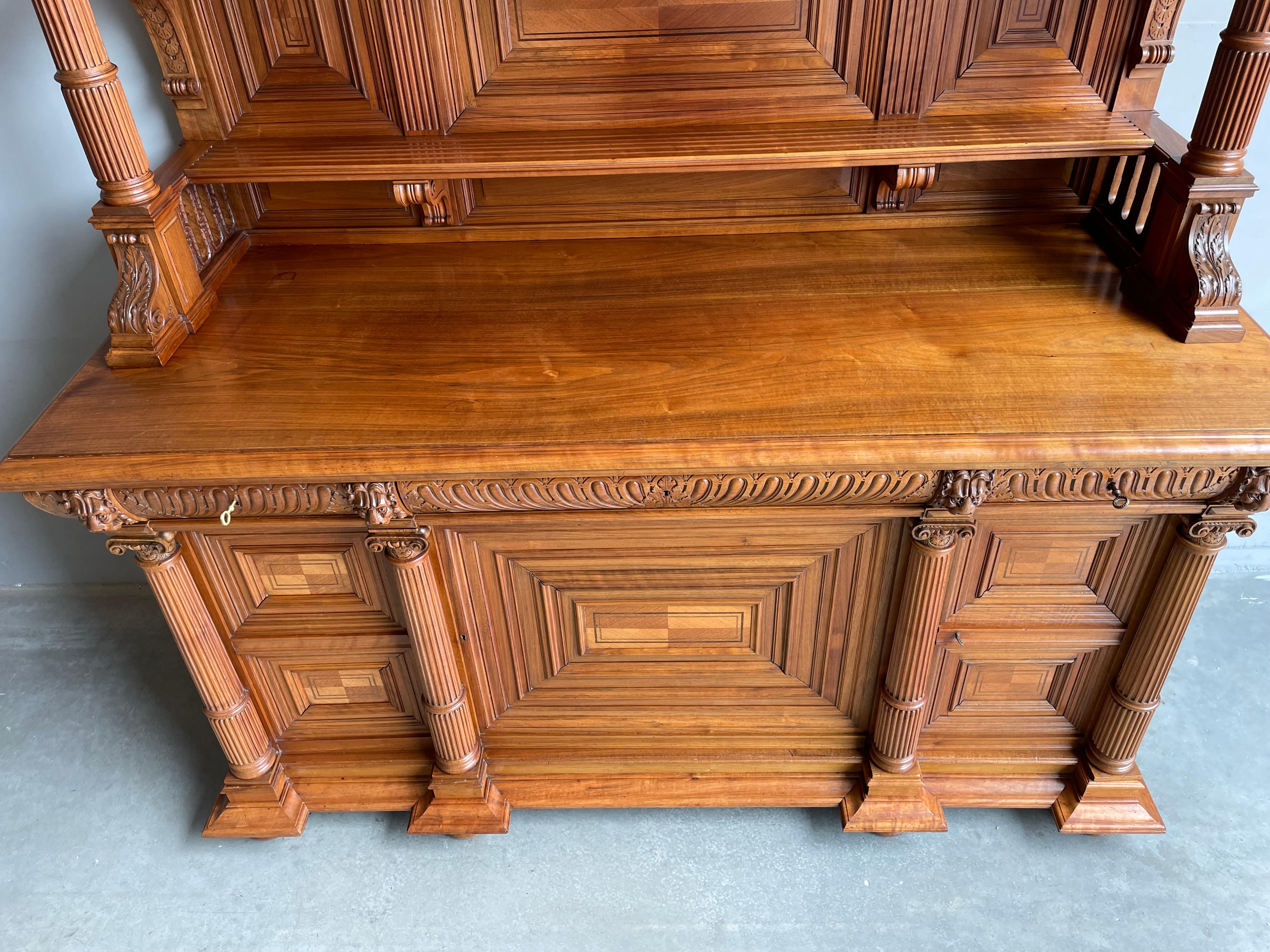 Important Renaissance Revival Hand Carved Nutwood Sideboard H.P ...