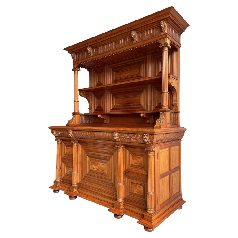 Important Renaissance Revival Hand Carved Nutwood Sideboard H.P ...