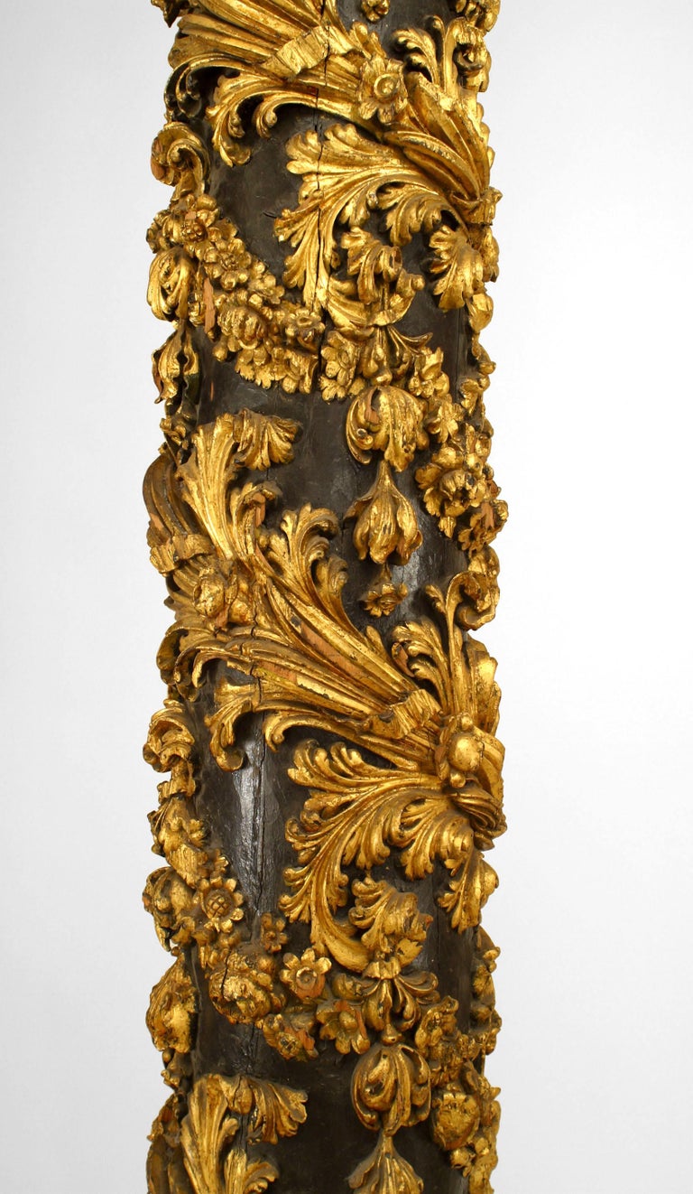 Set of 4 Italian Rococo Painted Carved Columns For Sale at 1stDibs