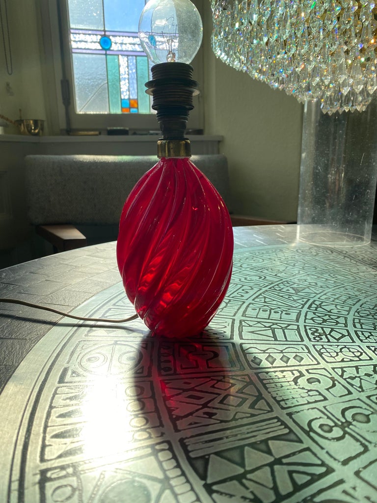 Important Venini Table Lamp in Red, Form "Diamante", Murano by Paolo ...
