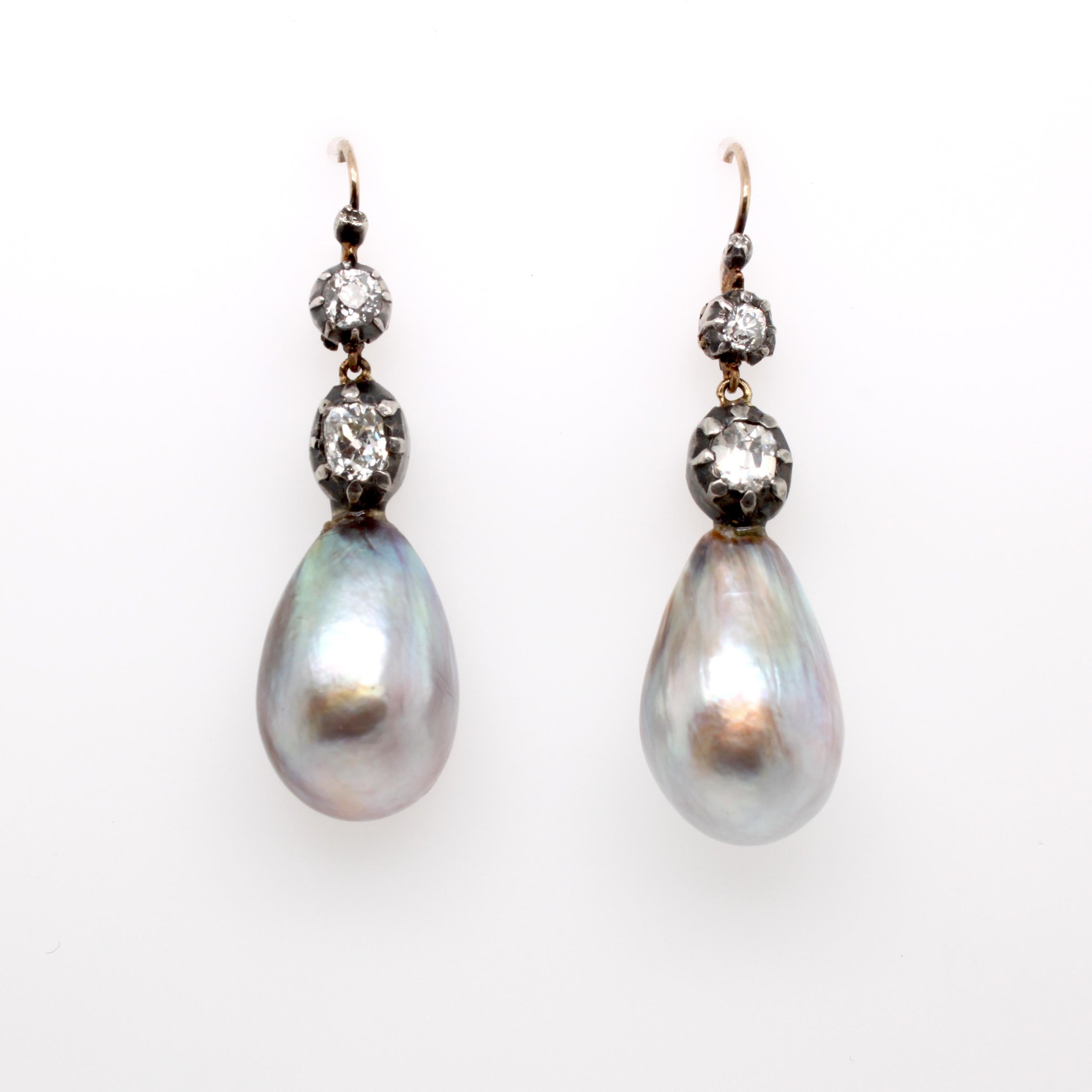 Important Victorian Natural Pearl Earrings, circa 1880s at 1stDibs
