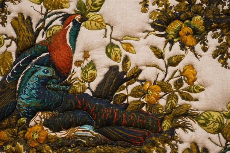 Imported Art Deco Quilted Pheasants on Canvas in Walnut Frame For Sale ...