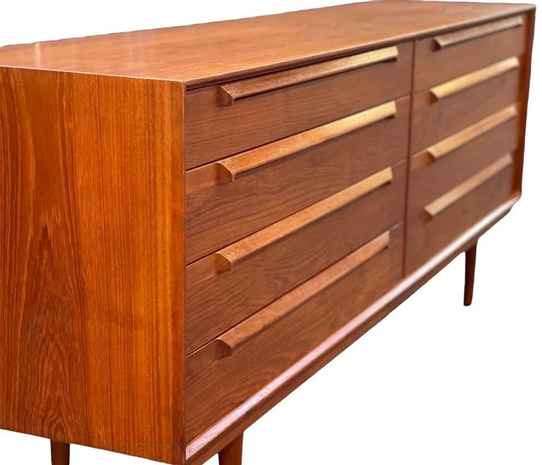 Imported Vintage Danish Modern Solid Teak 8 Drawer Dresser Dovetail ...