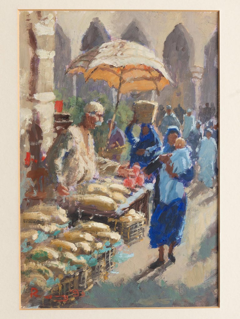 Impressionist Oil 'Sponge Man, Khan El-Khalili Cairo' 1993 Signed Roy ...