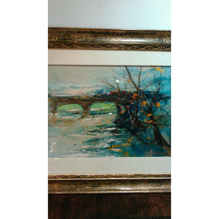 Impressionist Painting of a Bridge Scene For Sale at 1stDibs