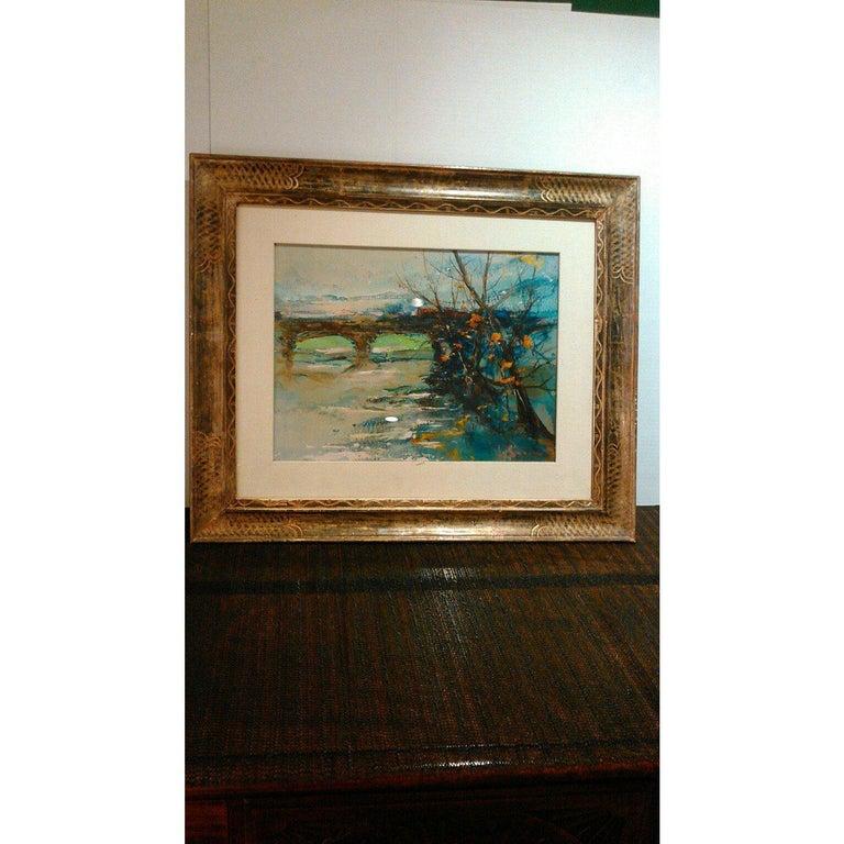 Impressionist Painting of a Bridge Scene For Sale at 1stDibs