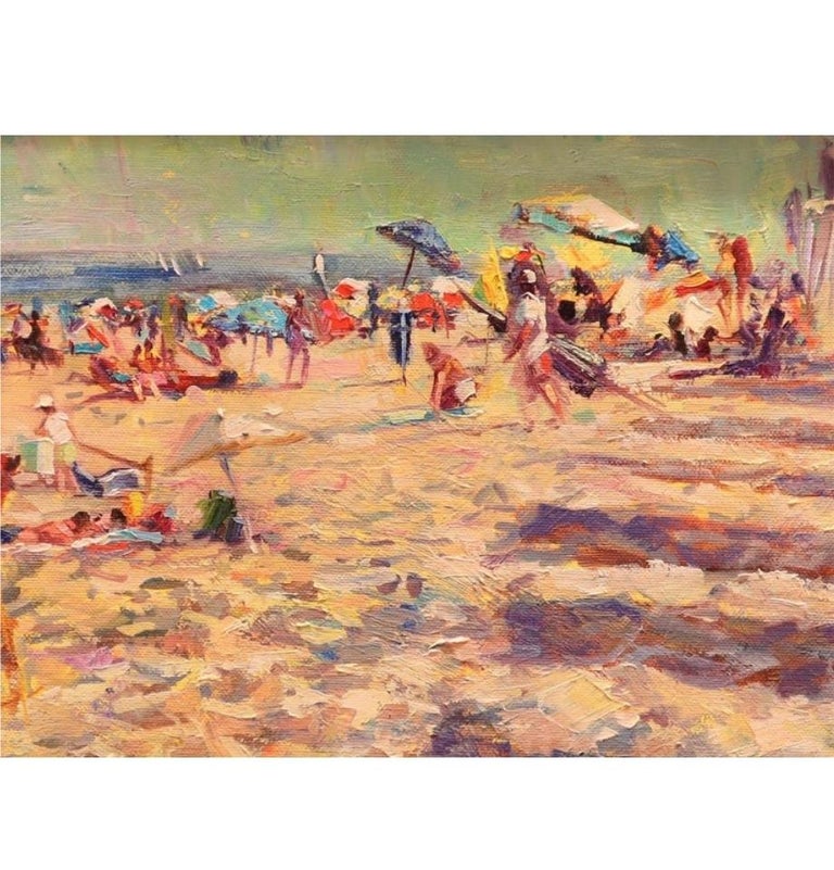 Impressionistic Beach Scene by Leon Holmes For Sale at 1stDibs