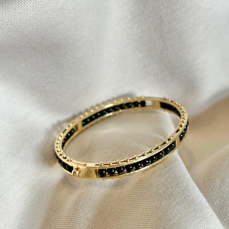 Impressionists Cobalt Black Unisex Bangle 18 Karat Yellow Gold Black ...