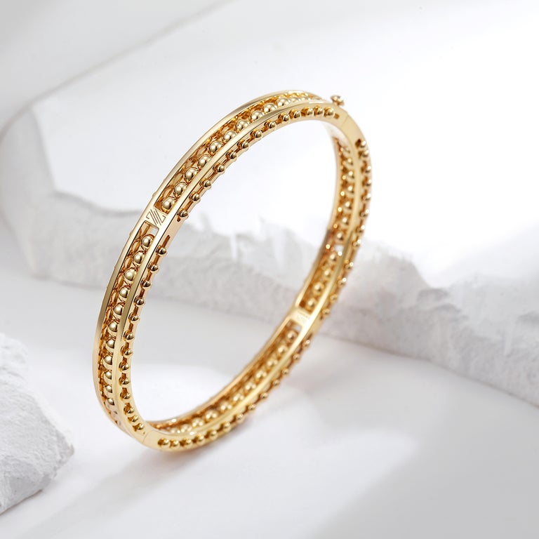 Impressionists Unisex Bangle 18 Karat Yellow Gold Moving Gold Beads For ...