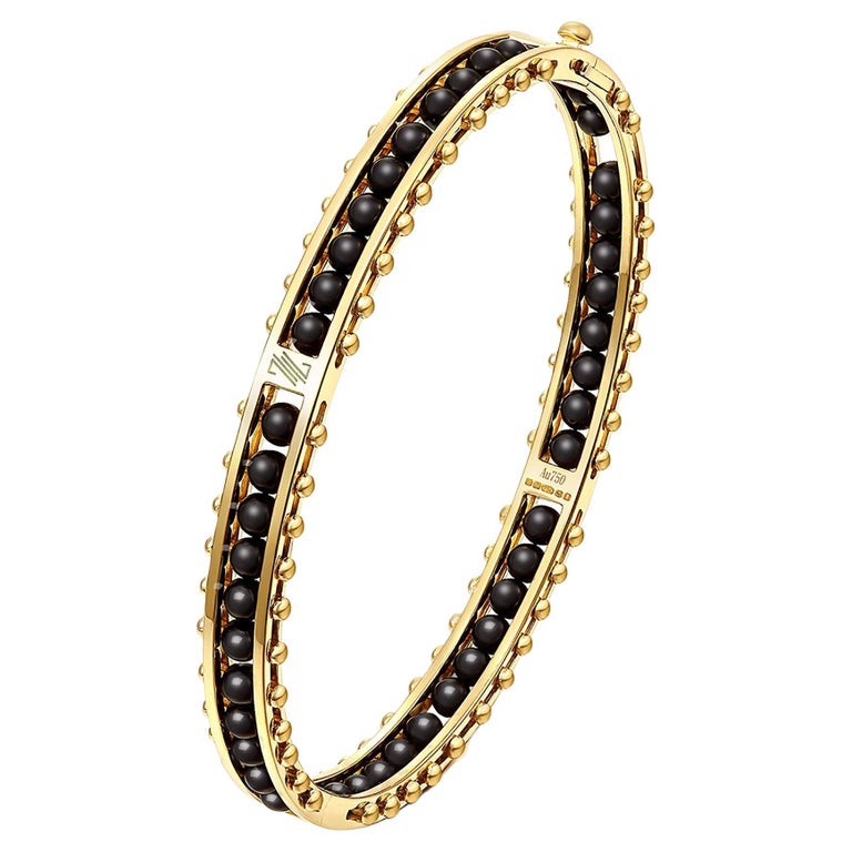 Impressionists Unisex Bangle 18 Karat Yellow Gold Moving Gold Beads For ...